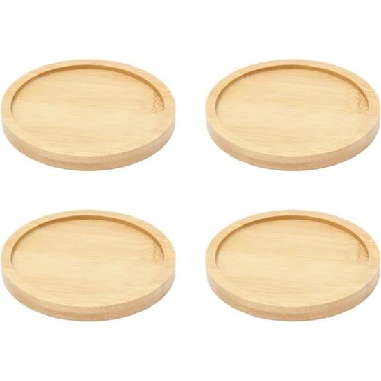 4 Pièces Ø 9 Cm Sous-Verres Rond En Bambou Bambou Dessous De Verre Coasters Ronds En Bambou ...