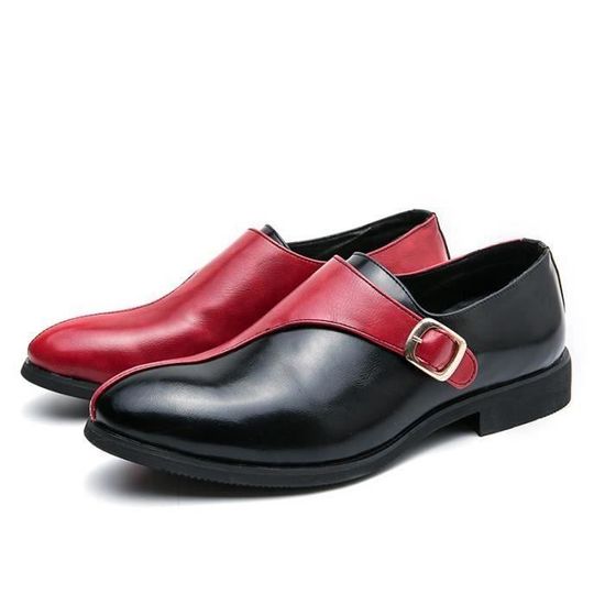 Chaussure Homme Richelieu de ville en cuir Noir-rouge Rouge - Cdiscount ...