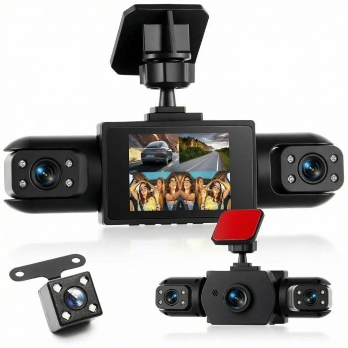 Caméra de Voiture 4 Objectifs 1080P, Dashcam Avant Arrière et Intérieur ...
