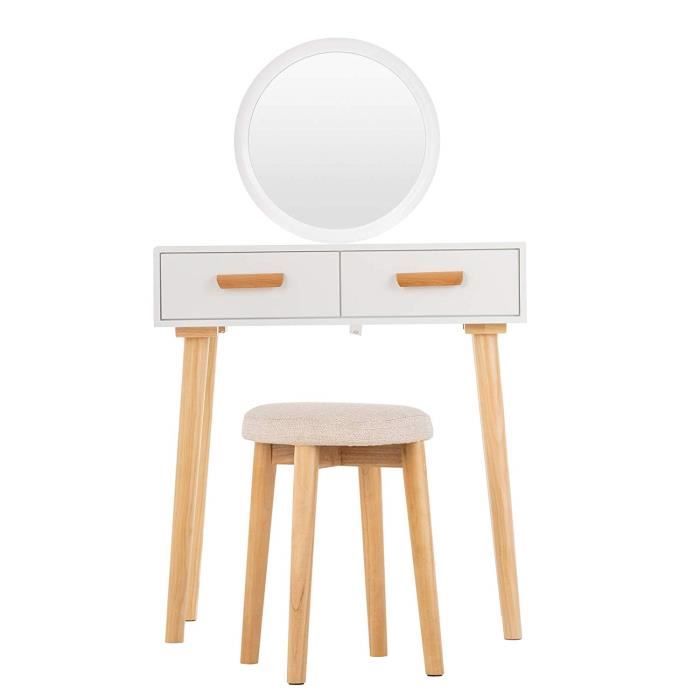 Dakavia Coiffeuse Moderne Table de Maquillage Miroir et Tabouret, 2 ...