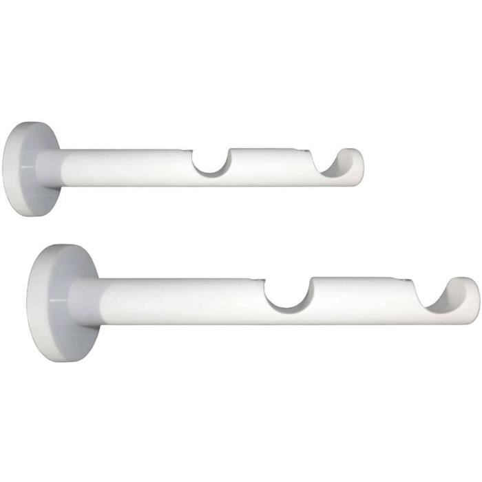 Supports pour tringles à rideaux doubles modernes Ø 19 mm, couleur blanc, (1 lot de 2 supports ...