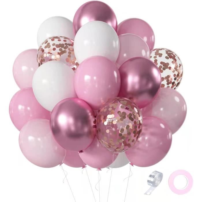 Ballons Rose Set, 60 Pièces Rose Et Blanc Latex Ballons Helium Ballons ...