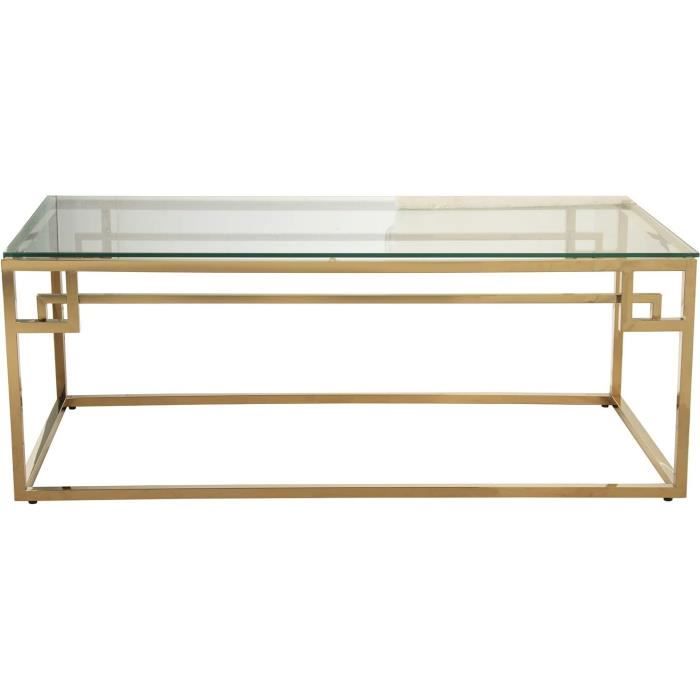 Table Basse - Drw - En Métal Et Verre Doré Et Transparent - 120 X 60 X ...