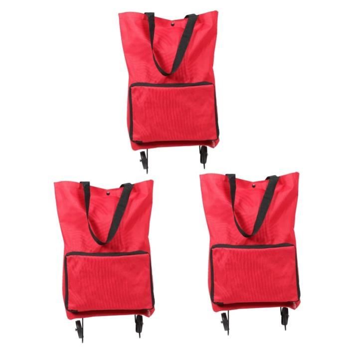 3 Pièces Sac À Provisions Pliant Caisse À Roulettes Chariot Utilitaire ...
