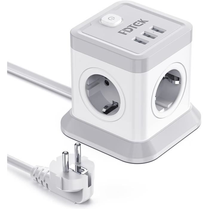 Multiprise USB, Prise Cube USB Multiple avec 4 Prises Secteur et 3 ...