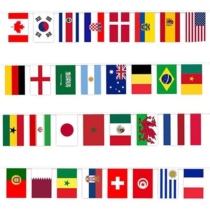 Banderines de tela, banderines de 32 equipos nacionales para la Copa ...