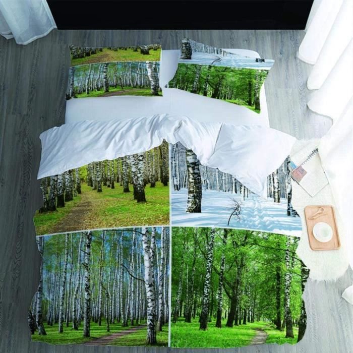 Housse De Couette 200x200cm,Forêt 3D Parure De Lit en Microfibre avec ...