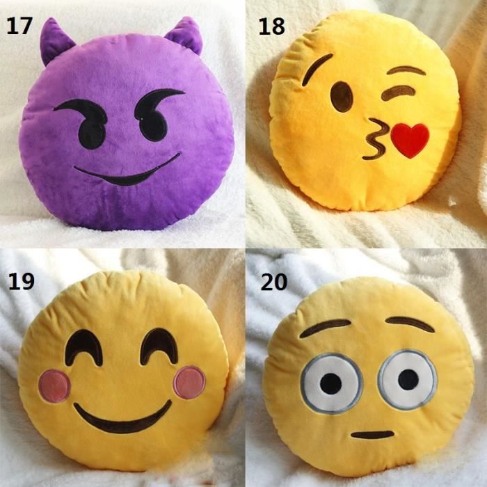 Doux Coussin Emoji Smiley Emoticon jaune ronde de Présent Oreiller ...