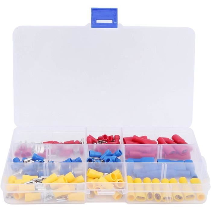 Connecteurs à sertir, cosses de câble, ensemble de bornes à sertir à pression froide 122 pièces ...