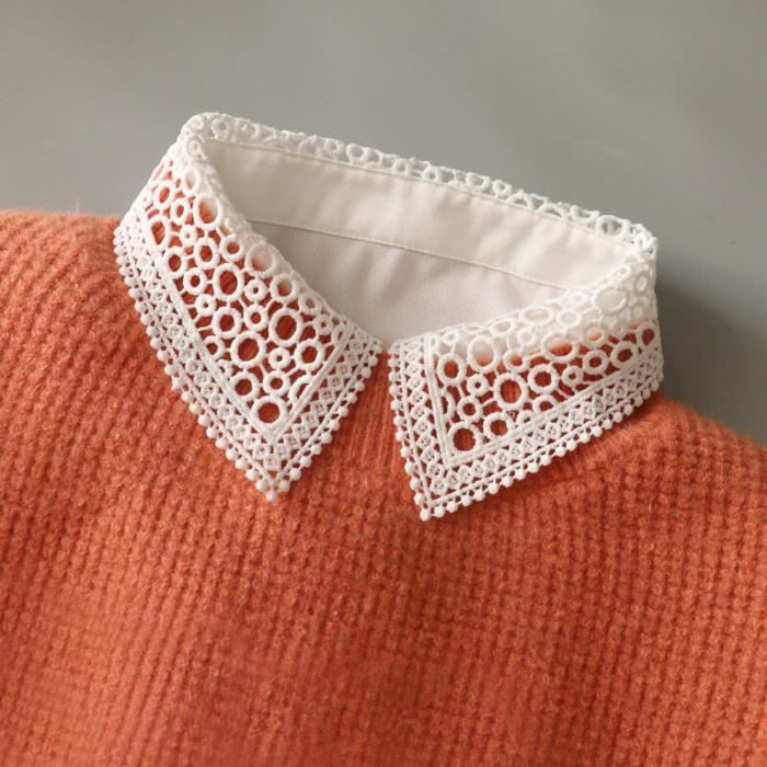 Noeud papillon,Faux Col brodé pour homme et femme, chemise à revers ...