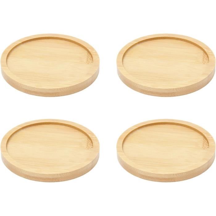 4 Pièces Ø 9 Cm Sous-Verres Rond En Bambou Bambou Dessous De Verre ...
