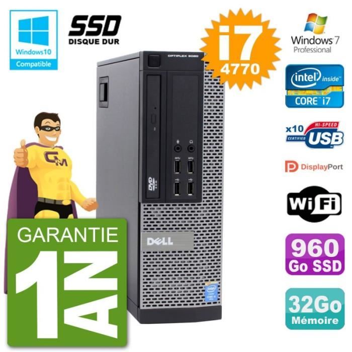 PC Dell Optiplex 9020 SFF - Intel i7-4770 - 32Go RAM - 960Go SSD ...