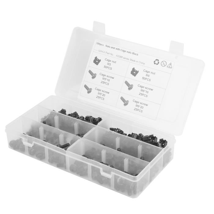 Dilwe écrous et vis M5 200pcs écrous à cage et kit de vis M5 M6 ...