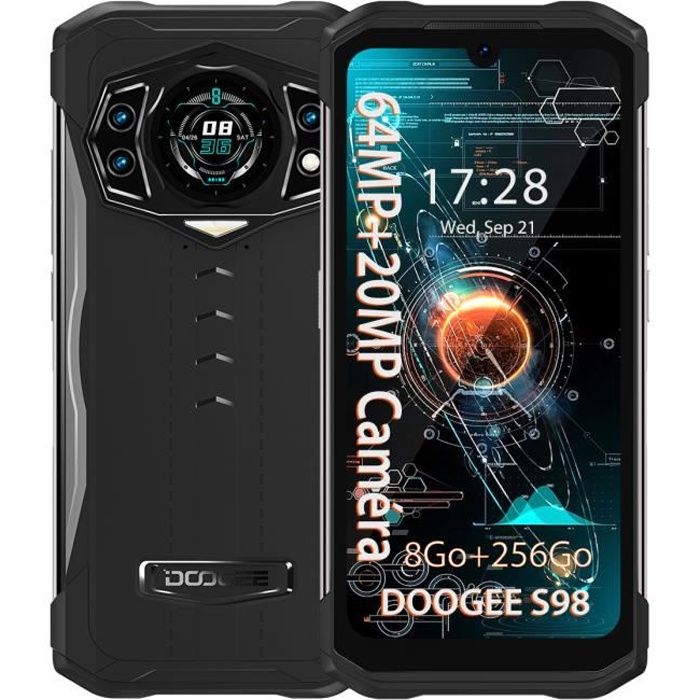 DOOGEE S98 Smartphone Robuste 8Go + 256Go Caméra 64MP 6,3'' FHD+ IP68 ...