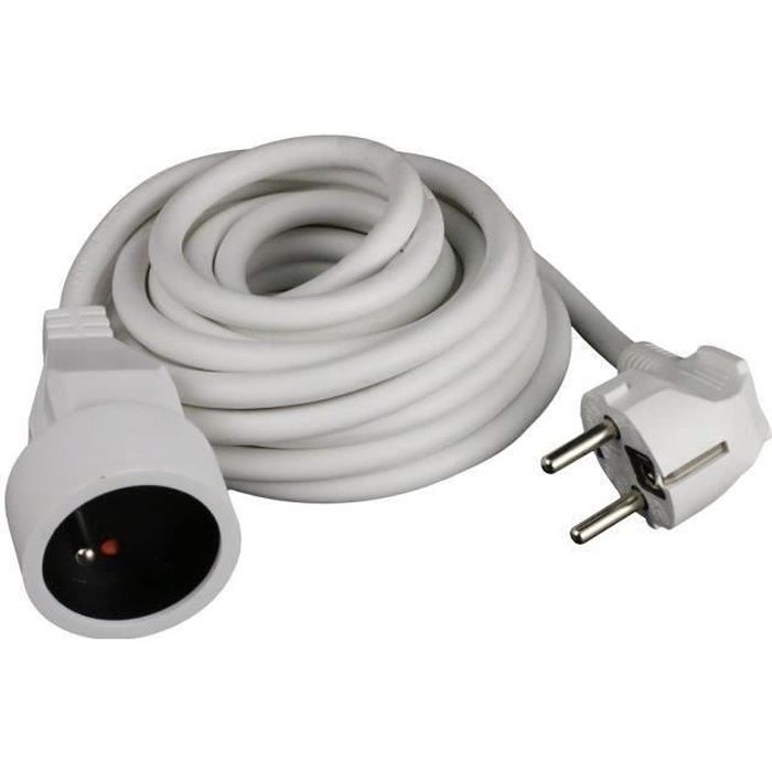 Rallonge électrique ZENITECH 3m - 3x1,5mm² - Blanc - Cdiscount Bricolage