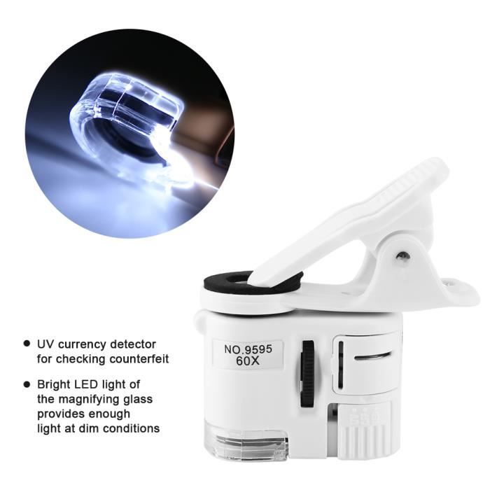 CES Mini Microscope Pour Téléphone Portable 9595W 60X Loupe Led Uv Mini ...