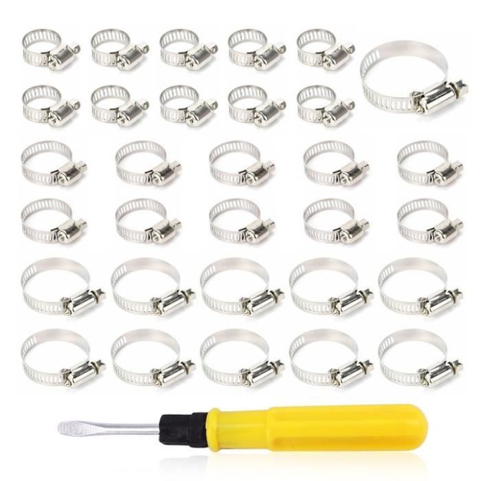 JIATZOCN 30 Pcs Colliers de Durite Ajustable,10-38 mm avac Tournevis ...