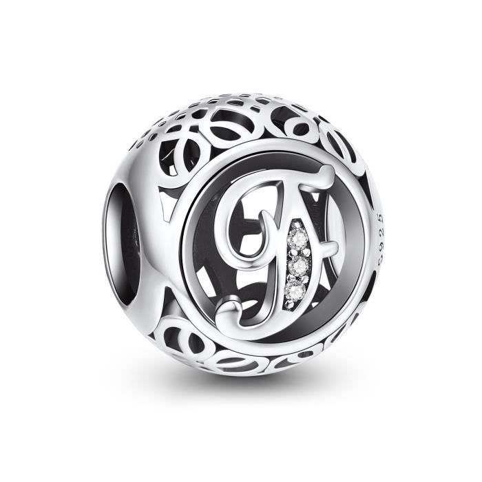 NINGAN Lettre & Alphabet F Charms et Perles Argent 925 Breloque pour ...