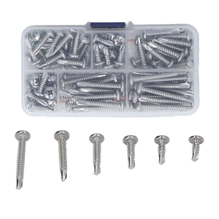 Qiilu Vis cruciforme à tête ronde 107 pièces M4.8 vis cruciformes à tête ronde 304 ensemble d ...