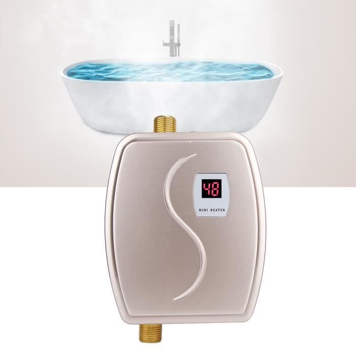 LEX 3000W Mini Chauffe-Eau Instantané Électrique Sans Réservoir Salle De Bains Cuisine D'Or 220V ...
