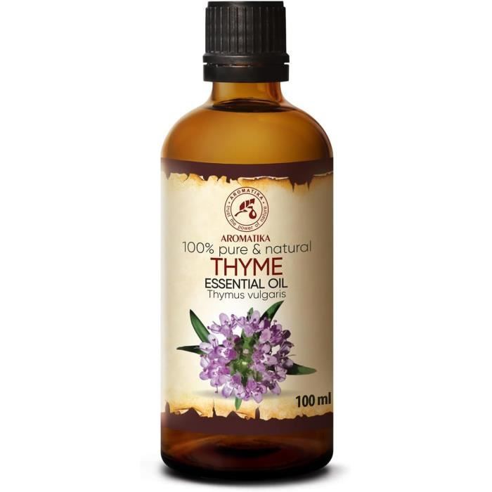 Huile Essentielle De Thym 100Ml - Thymus Vulgaris Oil - Huile De Thym Naturelle Pour Bains ...