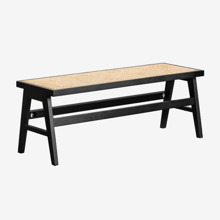 SKLUM Banc en bois de Frêne Lali Noir uni Noir uni - Cdiscount Maison