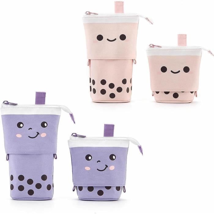 Nadoli Trousse Retractable Crayon,2 Pièces Dessin Animé Lait Thé Désign ...