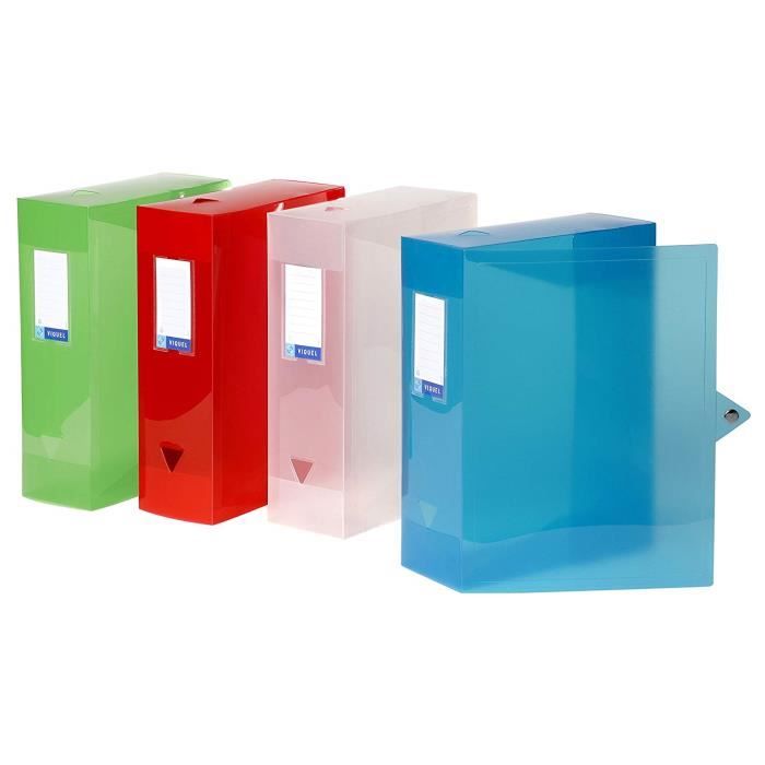 Viquel - Lot de 4 boites de classement en plastique pour archivage ...