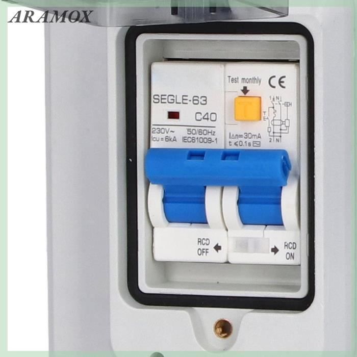 ARAMOX Boîtier Prise Murale Boîte Prise de Courant avec RCD 230V 40A 1P ...