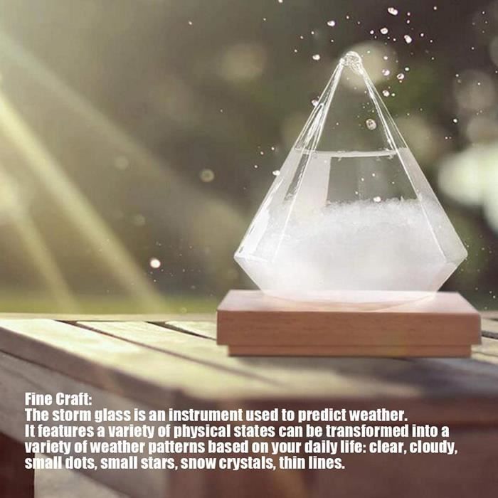 Baromètre Tempête Storm Glass - Verre de Tempête avec Socle en Bois ... Baromètre Tempête Storm Glass - Verre de Tempête avec Socle en Bois ...