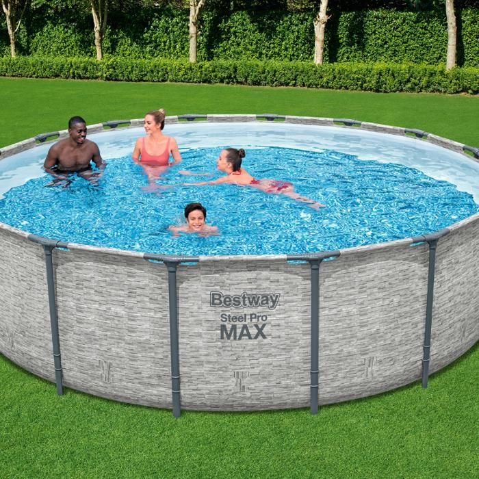 BESTWAY Bestway Piscine hors sol - Ronde - Steel Pro Max - Décor ...