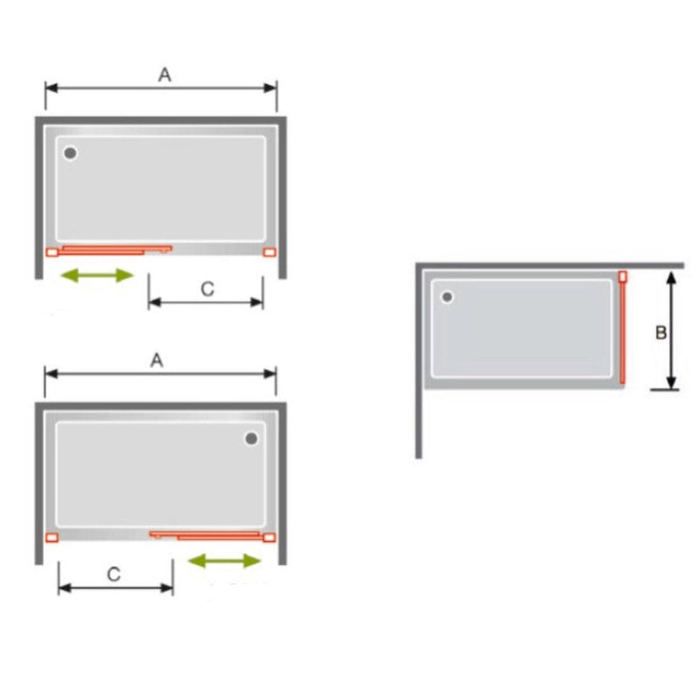 Paroi de douche fixe + Porte coulissante GLASÉ verre sérigraphié 150 cm ...