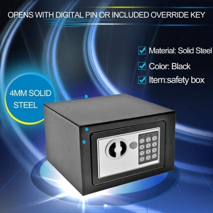 Petit Coffre-Fort, 4,6L Coffre Fort Mural Avec 2 Clé D'Urgence, Coffre ...