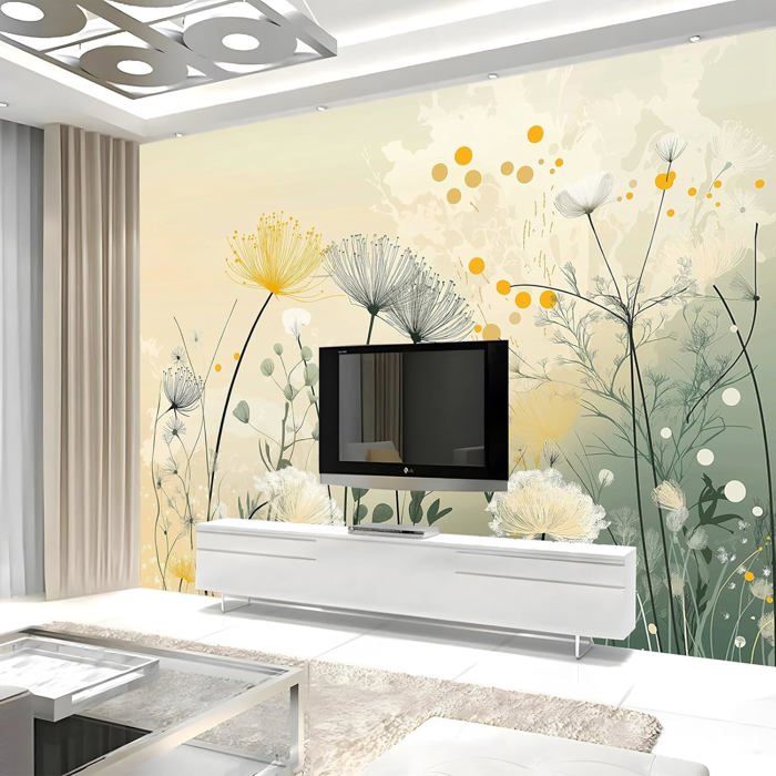 Papier Peint Fleurs Sauvages Plantes Fleurs 350x256cm Papier Peint ...