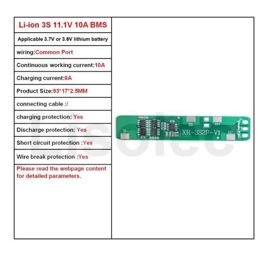 Li-ion 3S 10A-3 PIÈCES-Bms 3s 12, Carte De Charge 18650 Lipo, Circuit ...