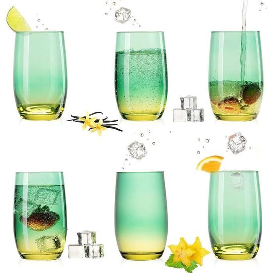 Lot De 6 Verres À Eau En Verre Coloré 300 Ml (Max.370 Ml)[u2714 ...