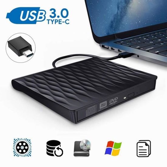 Lecteur optique externe de CD-DVD - Noir - Cdiscount Informatique