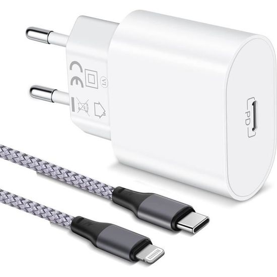 Chargeur Iphone À Charge Rapide, Embout Chargeur Usb C 20W Avec Câble ...