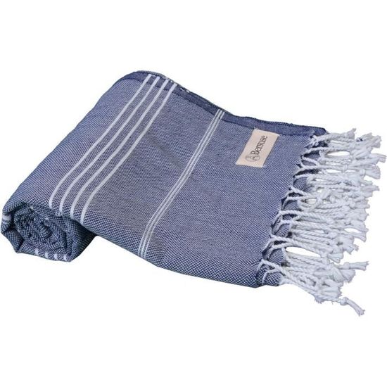 100% Coton-Anatolia Serviette Turque-Drap De Bainserviette De Plage-Fouta Peshtemal-Bleu Marine ...