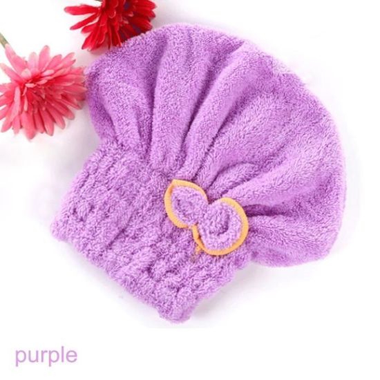 Purple -Bonnet de bain en velours de corail Super absorbant pour femmes ...