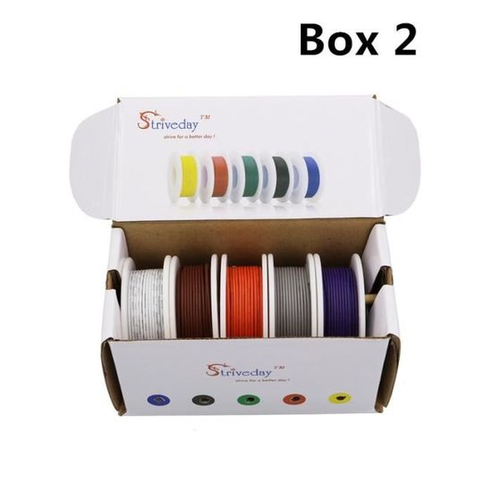 Box2-18awg -Boîtes de rouleaux de câbles électriques de 5 couleurs,28 ...