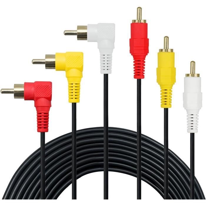 Câble 3 RCA - Câble audio-vidéo RCA plaqué or premium, câble audio ...