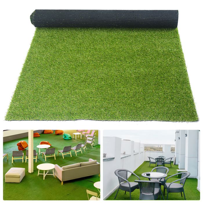 Lospitch Gazon Artificiel Synthétique Exterieur Tapis Herbe Artificielle Vert 100 x 200 cm GAZON ...