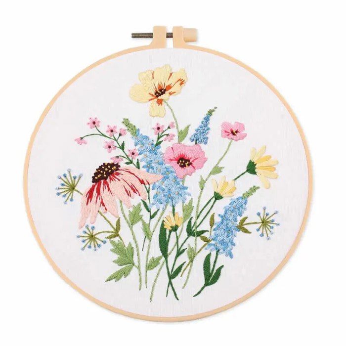 Kit de broderie de fleurs pour débutants,motifs floraux avec cerceaux ...