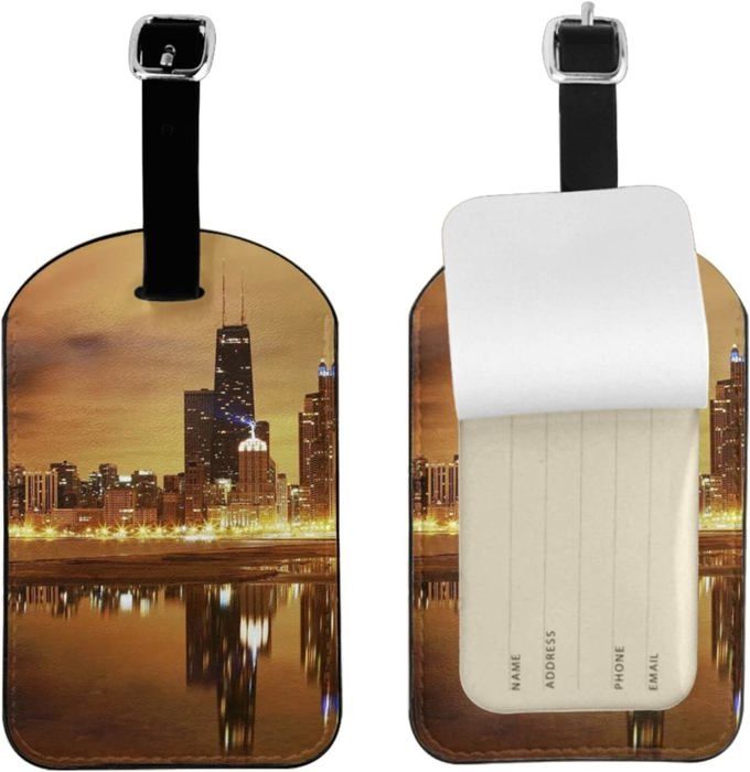 Chicago Étiquette De Bagage En Cuir, Étiquette De Sac À Dos Avec Protection De Confidentialité ...