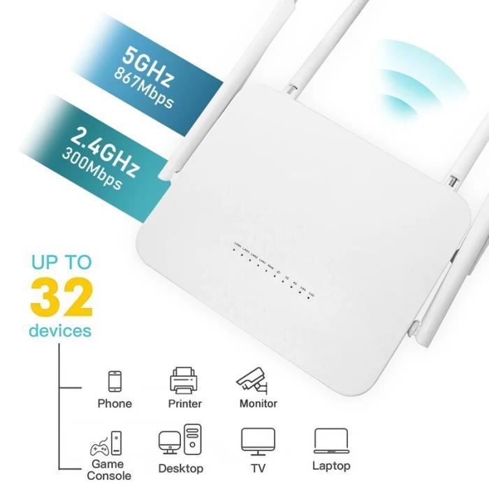Version africaine - Routeur Wi-Fi 5G, 1200-2.4 GHz, 5.8 Mb-s, avec ...