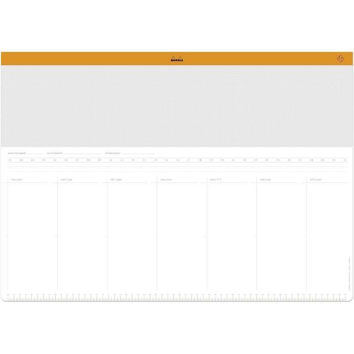 Sous-Main Semainier Entoilé - A2 59,4x42 cm - 30 Feuillets Détachables 80g-m - un Support de ...