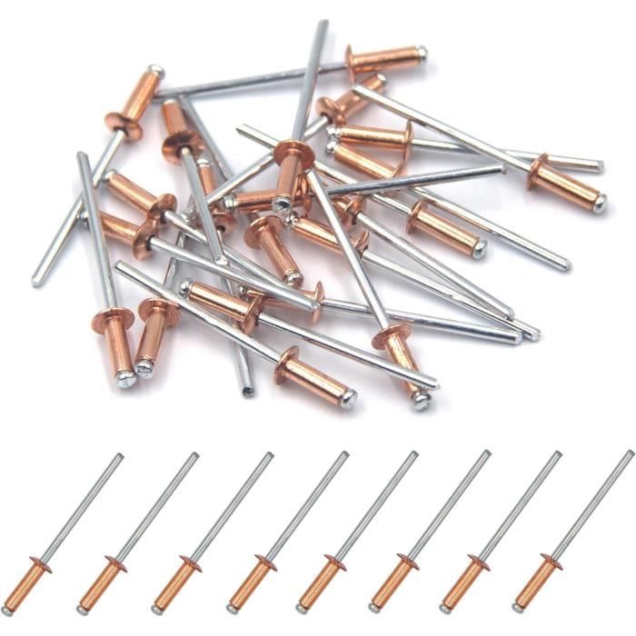 Lot de 25 rivets aveugles en cuivre rouge à tête plate pour tôle ...