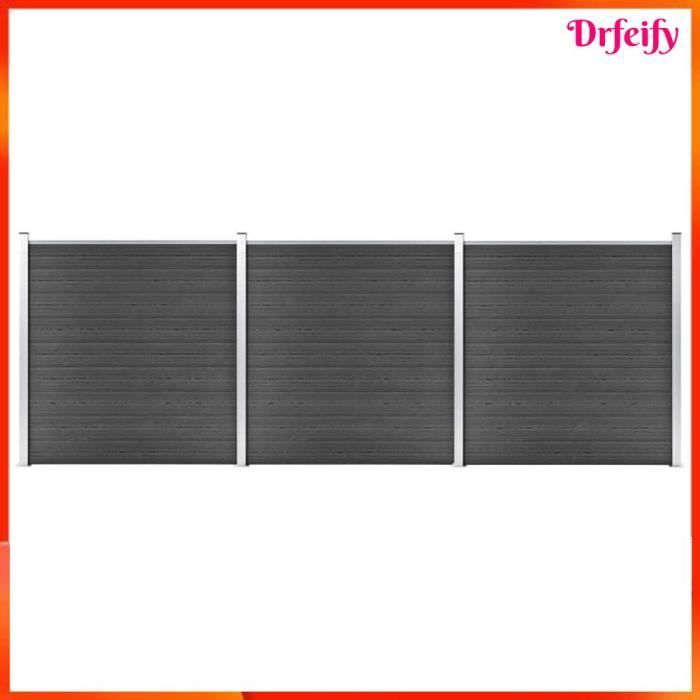 Ayhao Ensemble de panneau de clôture WPC 526x186 cm Noir 123456 - Cdiscount Jardin