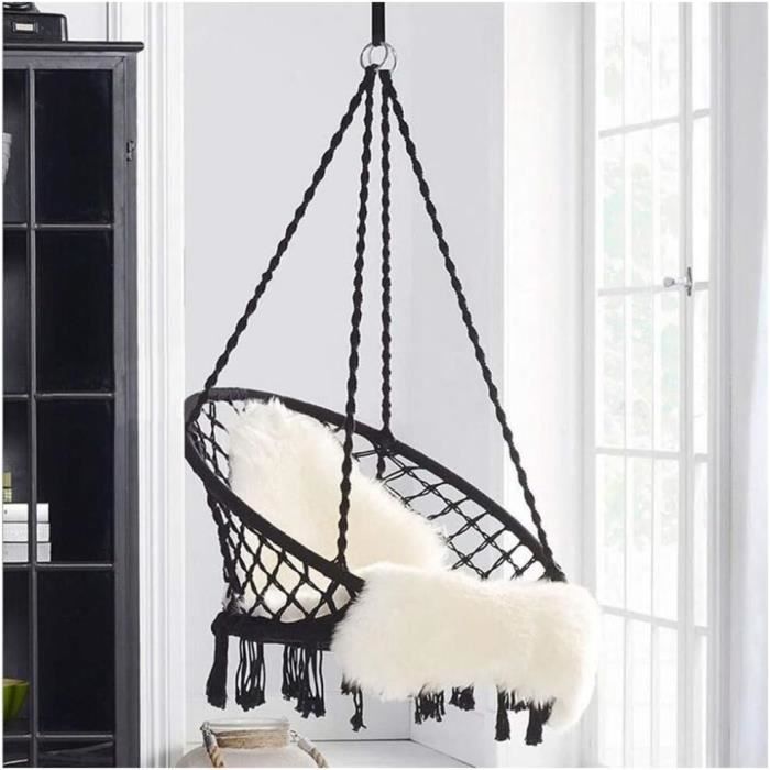 Chaise Hamac Balançoire Macrame, Corde en Coton Mesh Fauteuil Suspendu ...